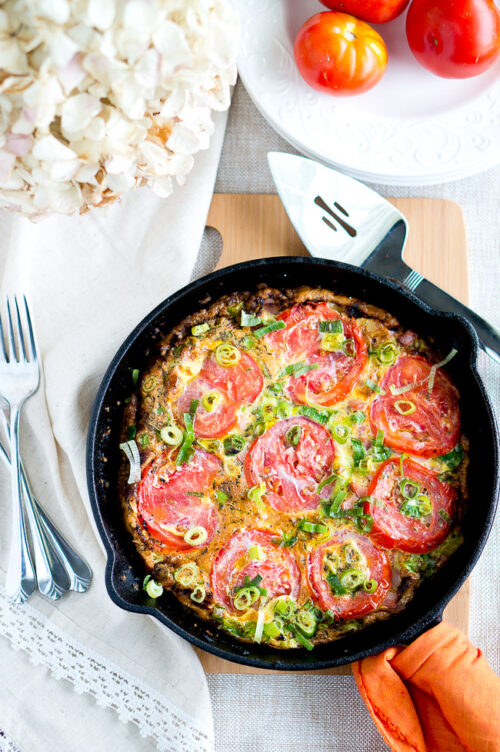 Potato, Ham and Tomato Frittata - Delicious Meets Healthy