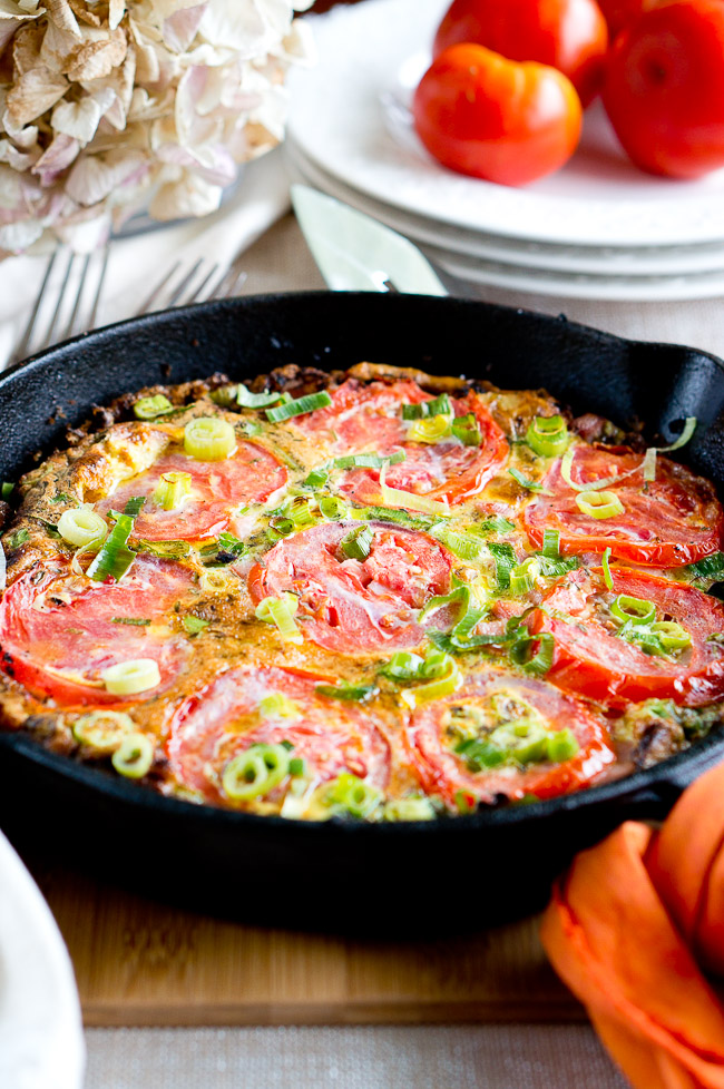 Potato, Ham and Tomato Frittata - Delicious Meets Healthy