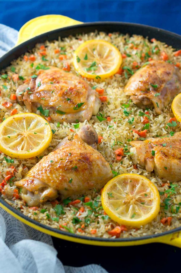One Skillet Mediterranean Chicken and Rice - Delicious Meets Healthy