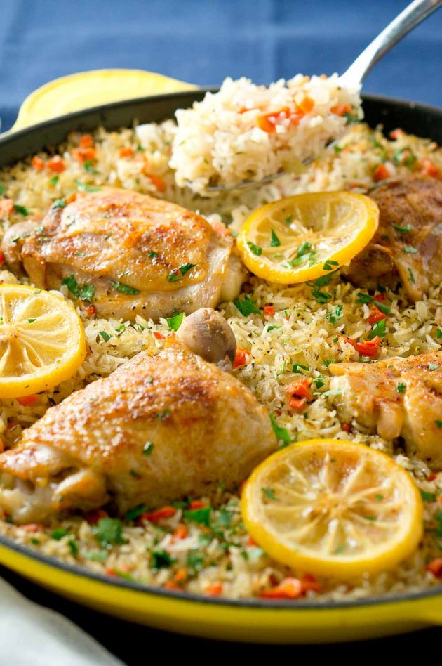 Mediterranean Chicken and Rice Skillet - Delicious Meets Healthy