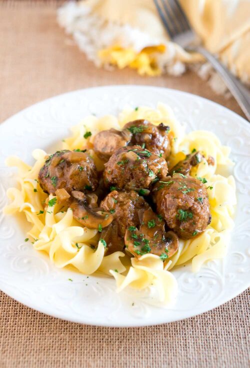 Salisbury Steak Meatballs with Mushroom Gravy - Delicious Meets Healthy