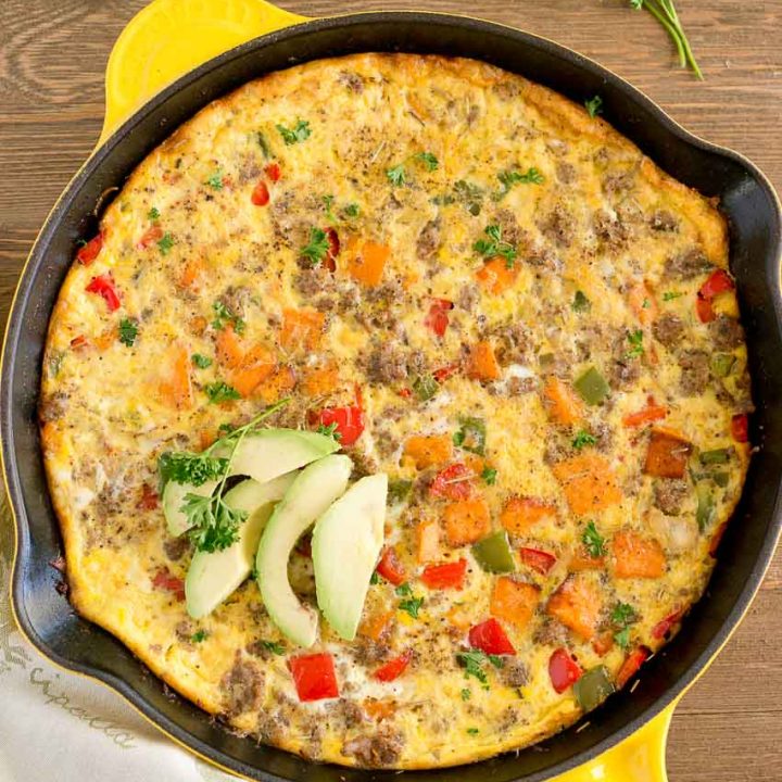 Sweet Potato Sausage Frittata - Delicious Meets Healthy