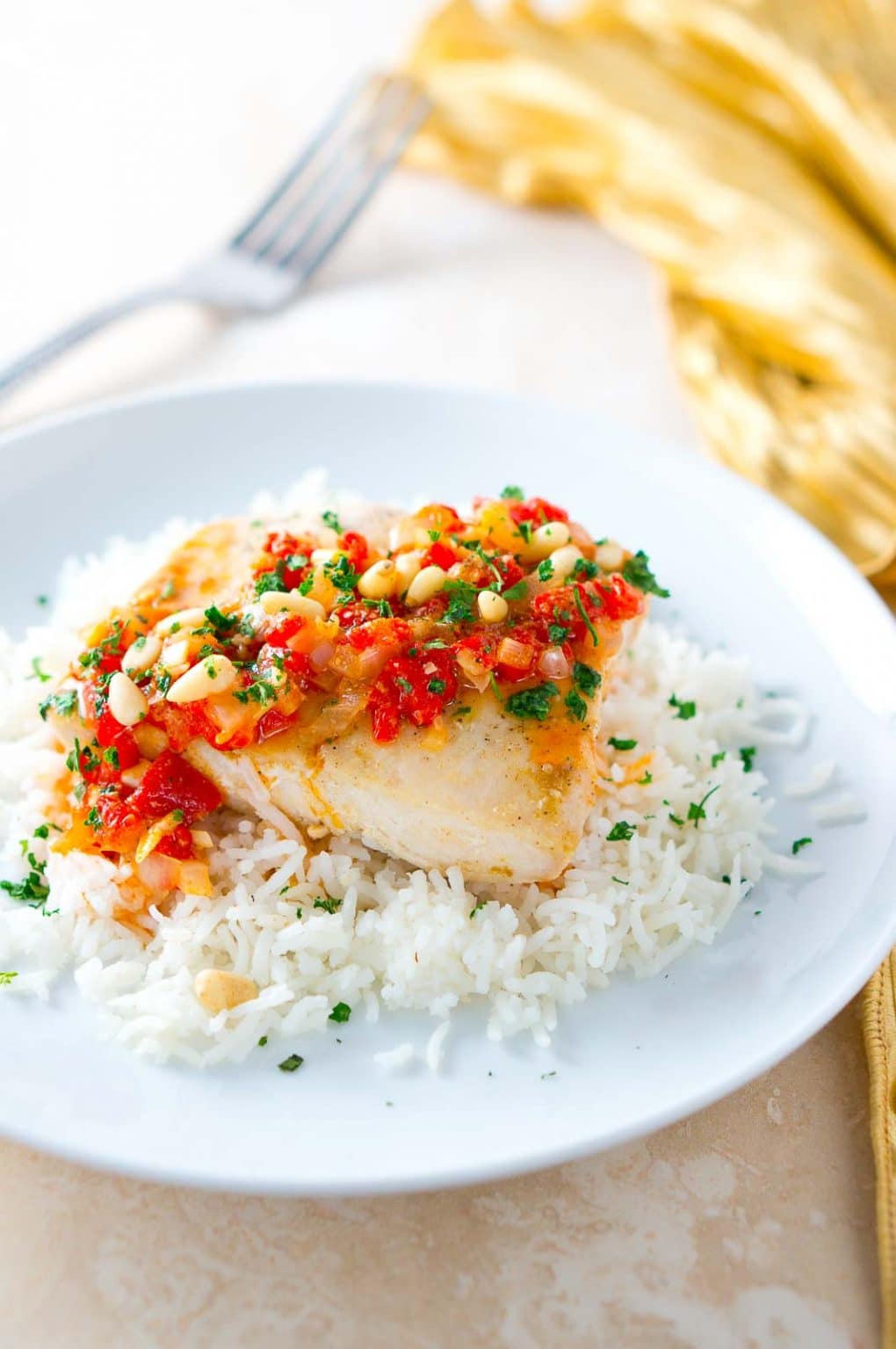 Mahi Mahi with Roasted Pepper Butter Sauce - Delicious Meets Healthy