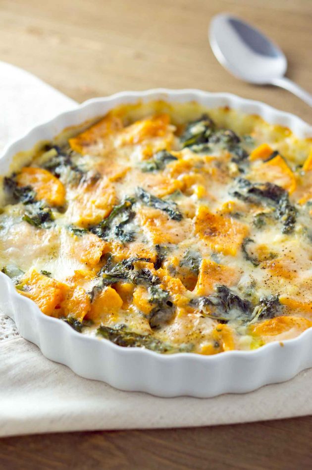 Sweet Potato and Kale Gratin - Delicious Meets Healthy