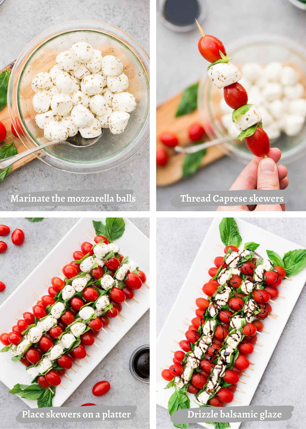 Caprese Skewers with Balsamic Drizzle - Delicious Meets Healthy