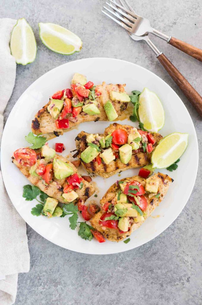 Cilantro Lime Chicken with Avocado Salsa - Delicious Meets Healthy