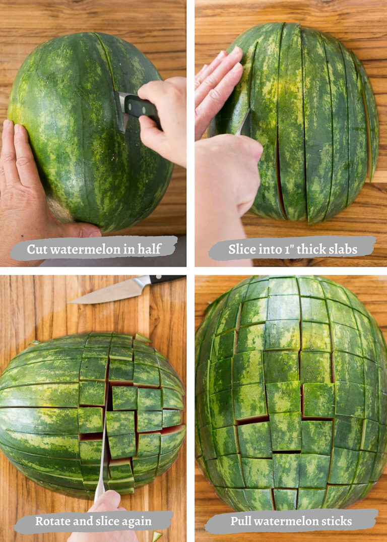 How To Cut a Watermelon (4 ways) - Delicious Meets Healthy