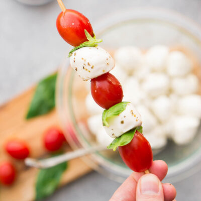 Caprese Skewers with Balsamic Drizzle - Delicious Meets Healthy